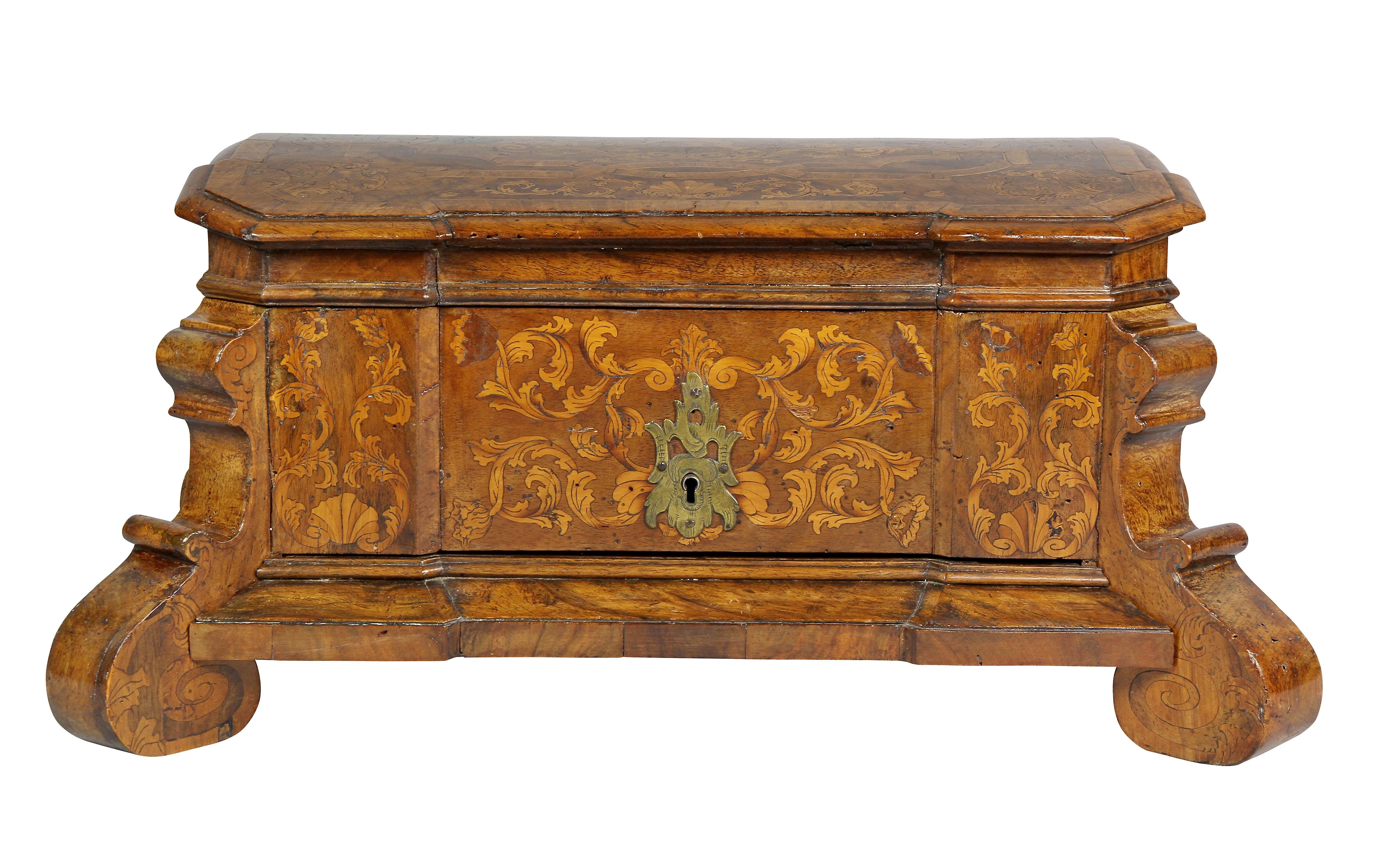 Dutch Rococo Walnut and Marquetry Document Box For Sale at 1stDibs