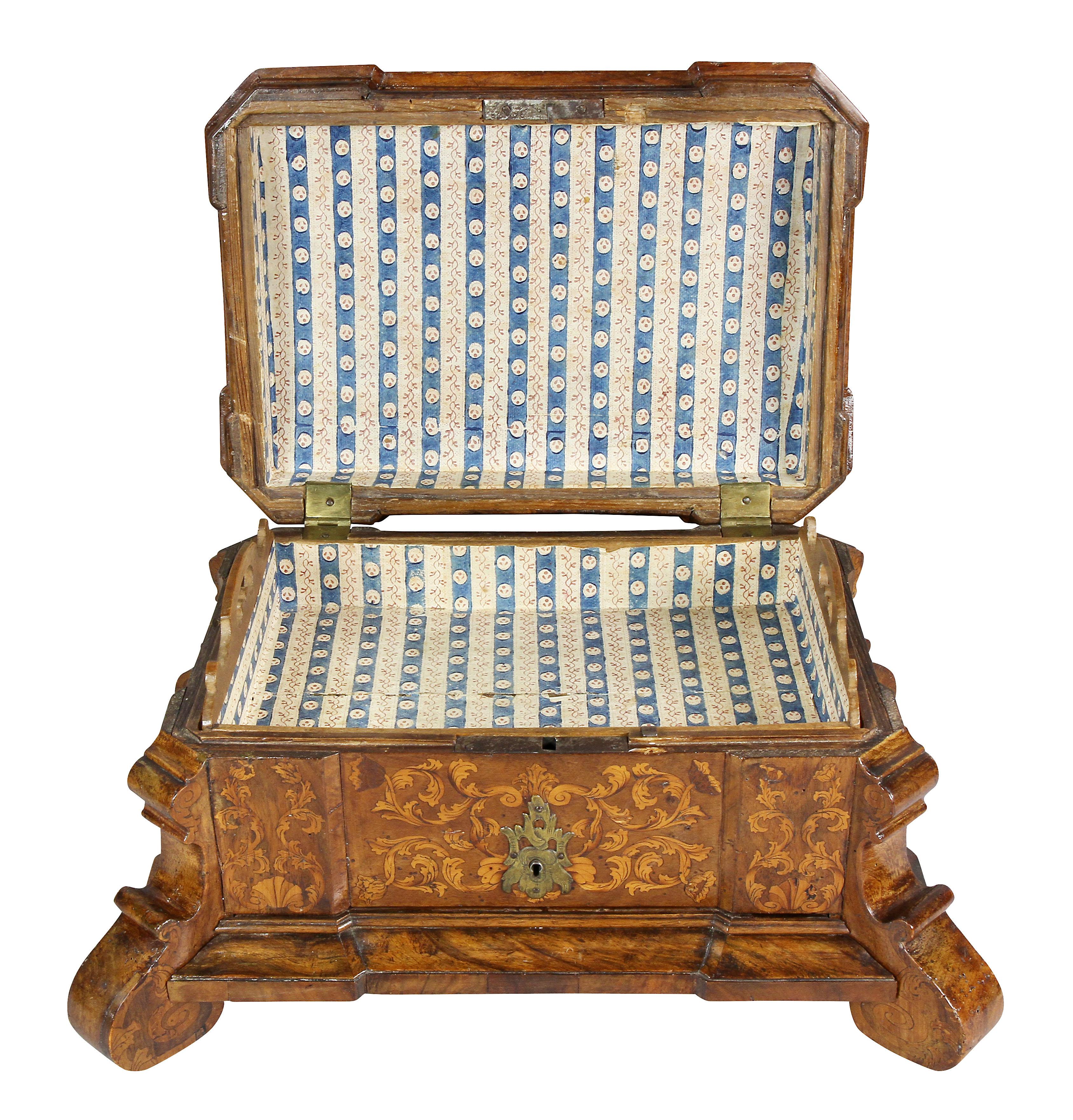 Dutch Rococo Walnut and Marquetry Document Box For Sale at 1stDibs