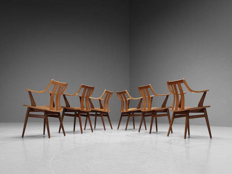 Dutch Set of Six Armchairs in Plywood For Sale at 1stDibs