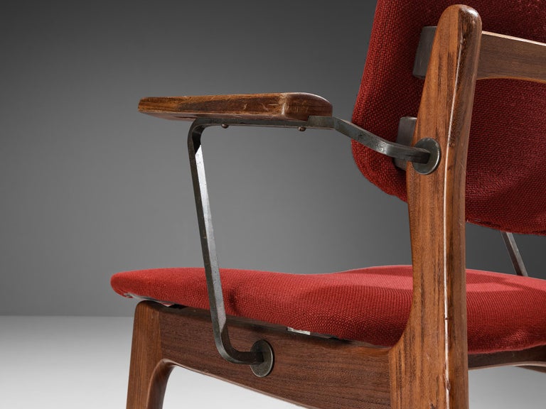 Dutch Set of Twelve Armchairs in Teak and Burgundy Upholstery For Sale ...