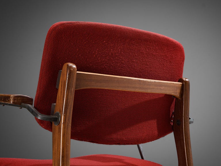 Dutch Set of Twelve Armchairs in Teak and Burgundy Upholstery For Sale ...