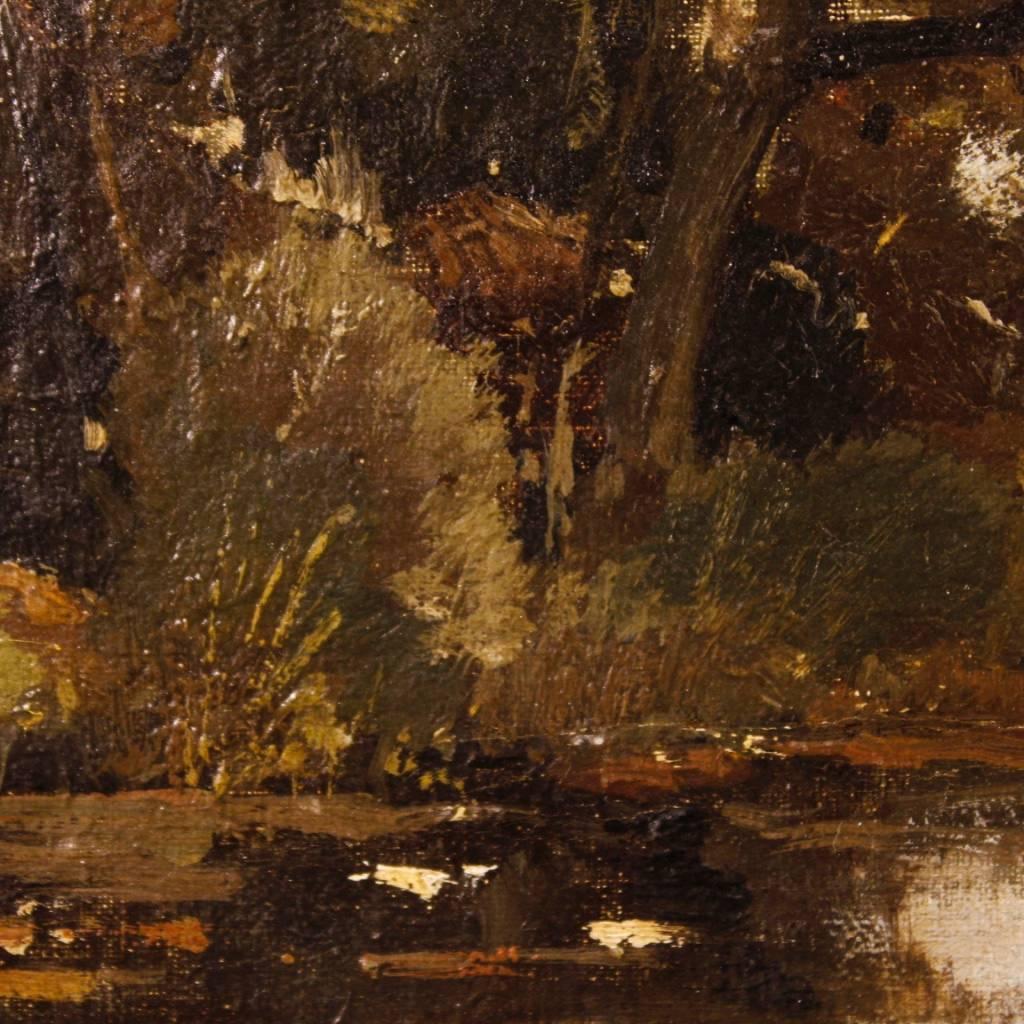 Dutch Signed Impressionist Landscape Painting Oil on Canvas from 20th ...