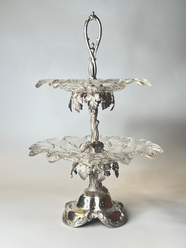 Dutch Silver and Cut Glass Dessert Stand by J.M. Van Kempen and Zoon ...