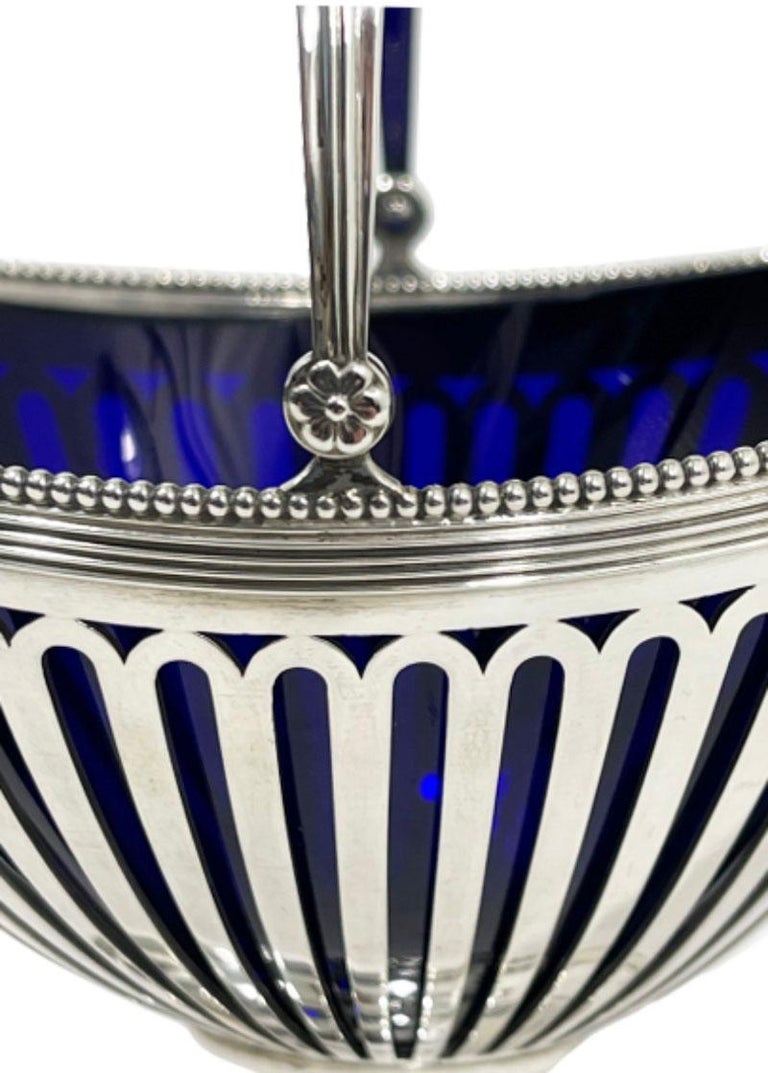 Dutch Silver Basket with Blue Glass in Empire Style, 1915 For Sale at ...