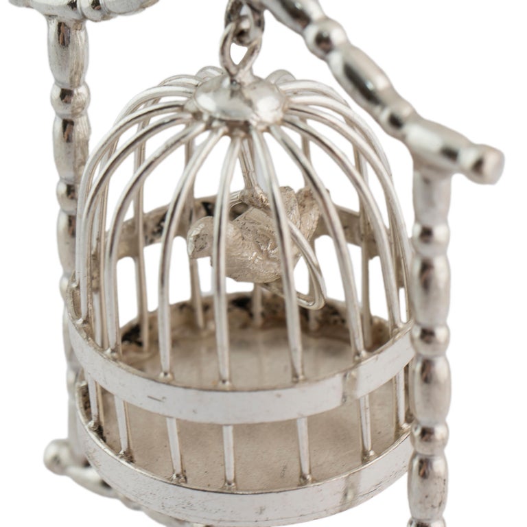 Dutch Silver Bird Cage Miniature for a Doll's House, Schoonhoven, 1970s ...