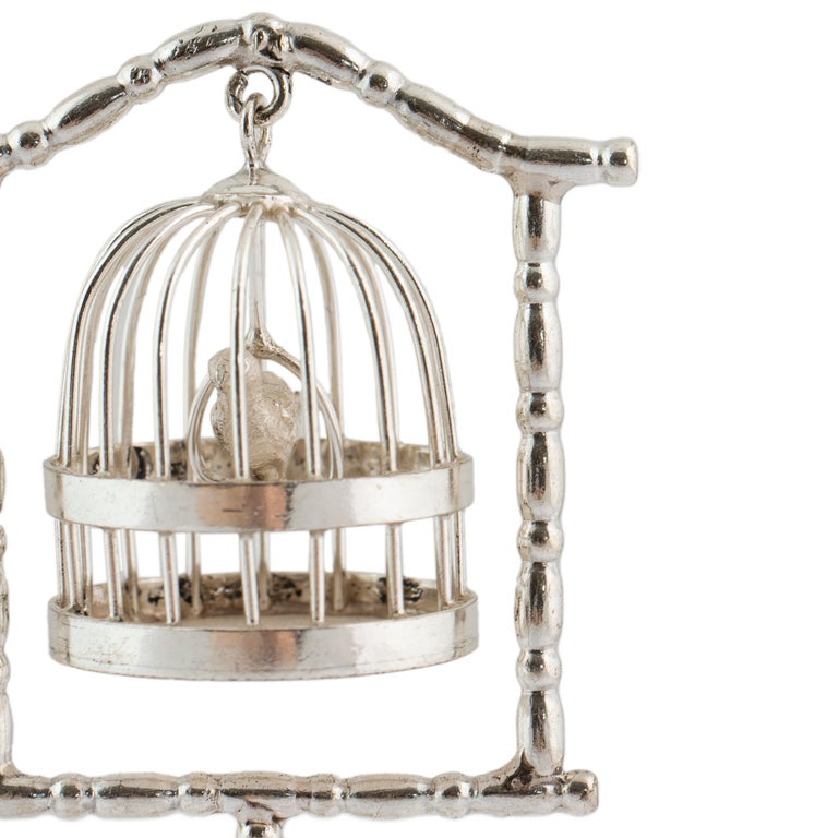 Dutch Silver Bird Cage Miniature for a Doll's House, Schoonhoven, 1970s ...
