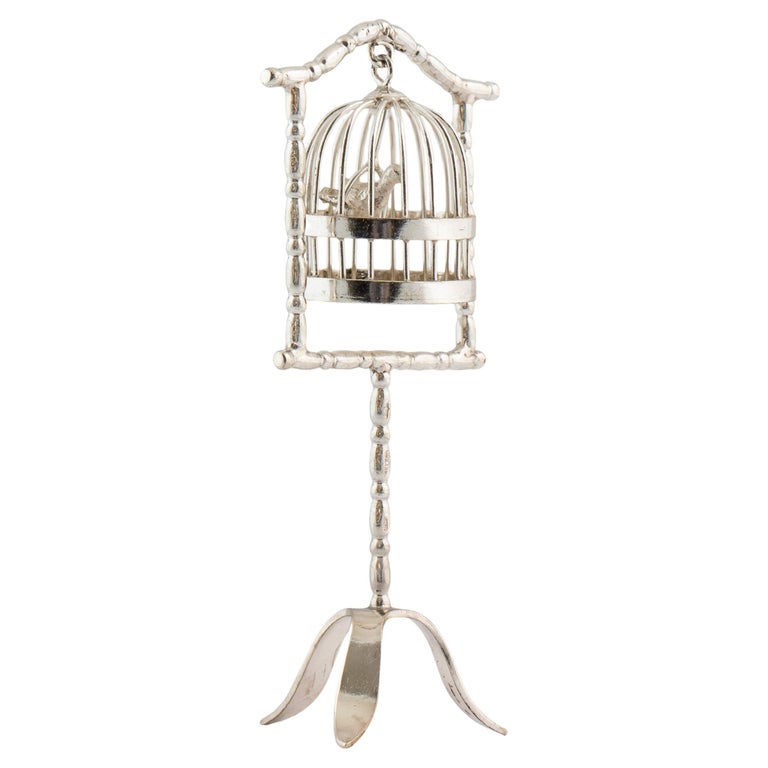 Dutch Silver Bird Cage Miniature for a Doll's House, Schoonhoven, 1970s ...