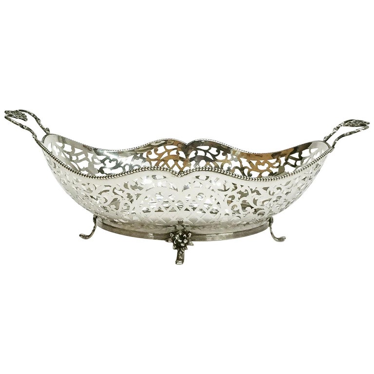 Dutch Silver Bread Basket, J. Krins, Schoonhoven, 1967 For Sale at 1stDibs