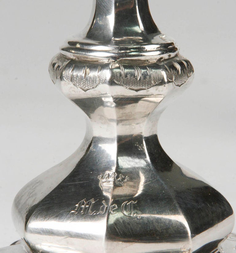 Dutch Silver Candlesticks, Amsterdam 1856, 2nd Grade Silver 835 at 1stDibs