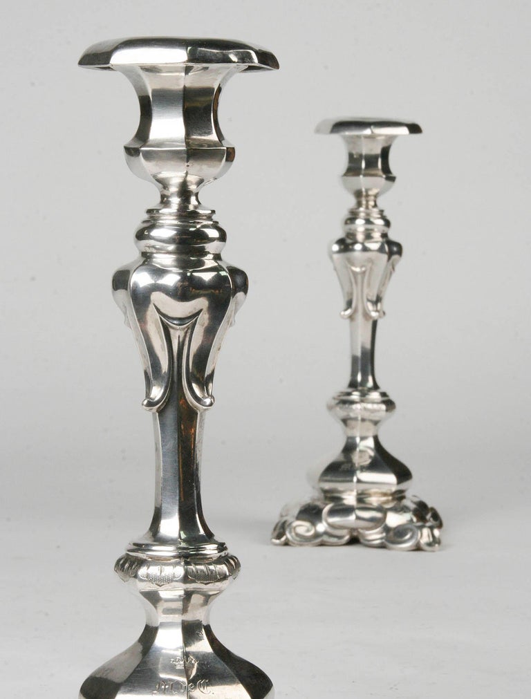 Dutch Silver Candlesticks, Amsterdam 1856, 2nd Grade Silver 835 at 1stDibs