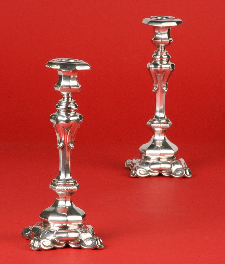 Dutch Silver Candlesticks, Amsterdam 1856, 2nd Grade Silver 835 at 1stDibs