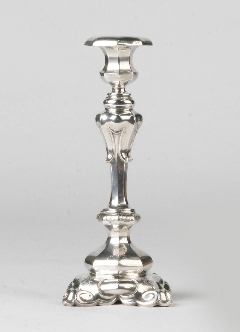 Dutch Silver Candlesticks, Amsterdam 1856, 2nd Grade Silver 835 at 1stDibs