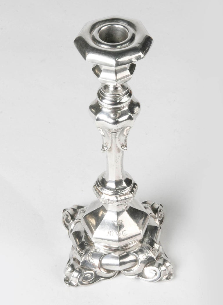 Dutch Silver Candlesticks, Amsterdam 1856, 2nd Grade Silver 835 at 1stDibs