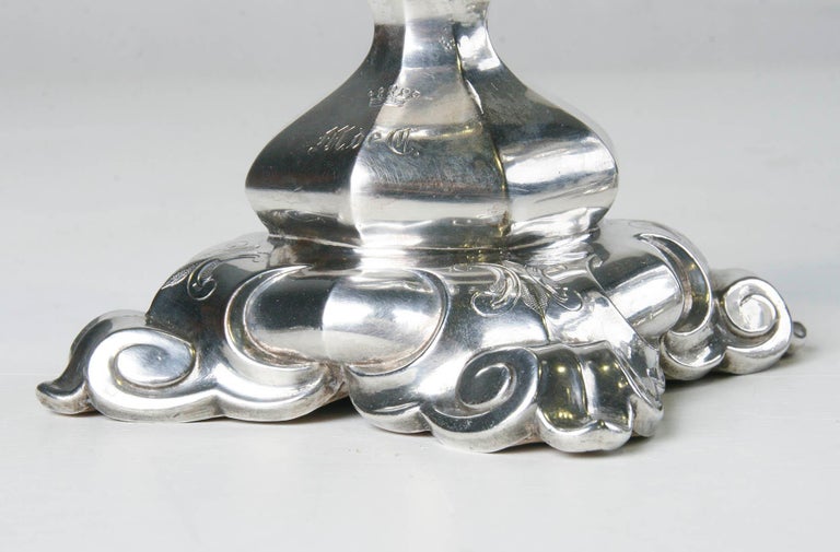 Dutch Silver Candlesticks, Amsterdam 1856, 2nd Grade Silver 835 at 1stDibs
