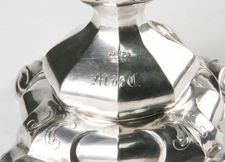 Dutch Silver Candlesticks, Amsterdam 1856, 2nd Grade Silver 835 at 1stDibs