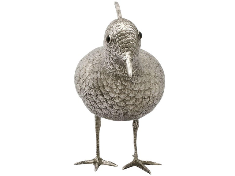 Antique Dutch Silver Lapwing Bird Sugar Box, 1920 at 1stDibs