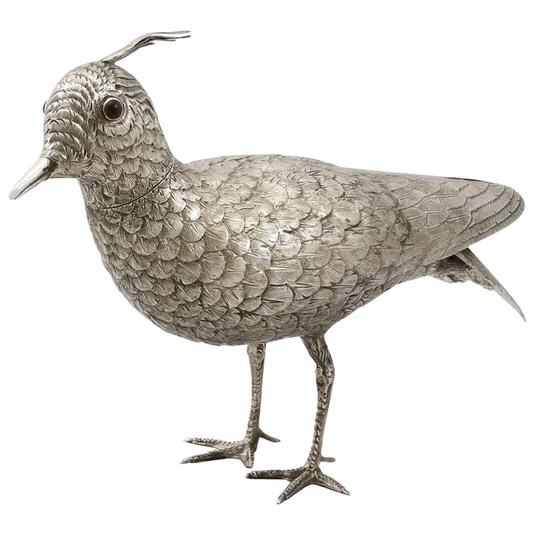 Antique Dutch Silver Lapwing Bird Sugar Box, 1920 at 1stDibs