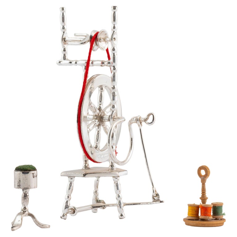 Dutch Silver Miniature Spinning Wheel for a Doll's House, Schoonhoven ...