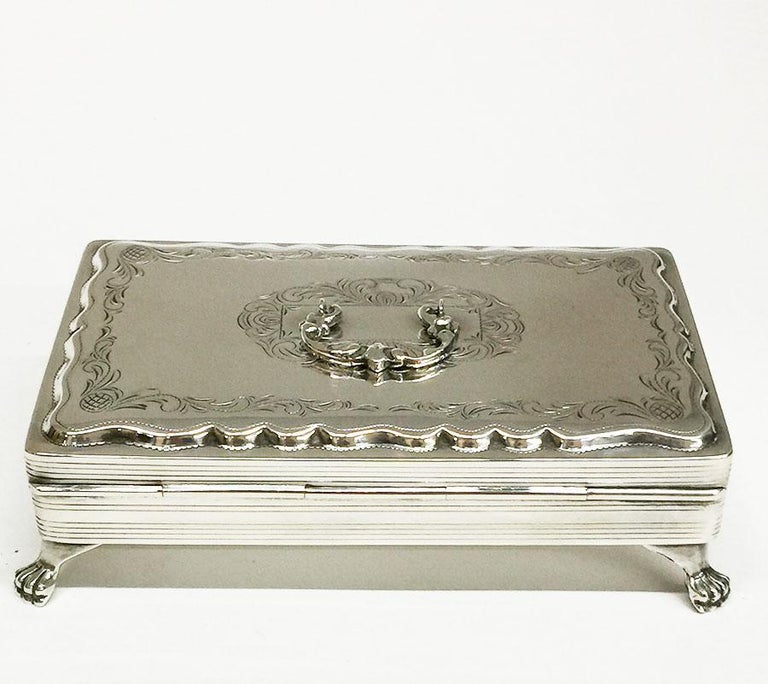 Dutch Silver Spoon Box in Biedermeier Style with Tea Spoons For Sale at ...