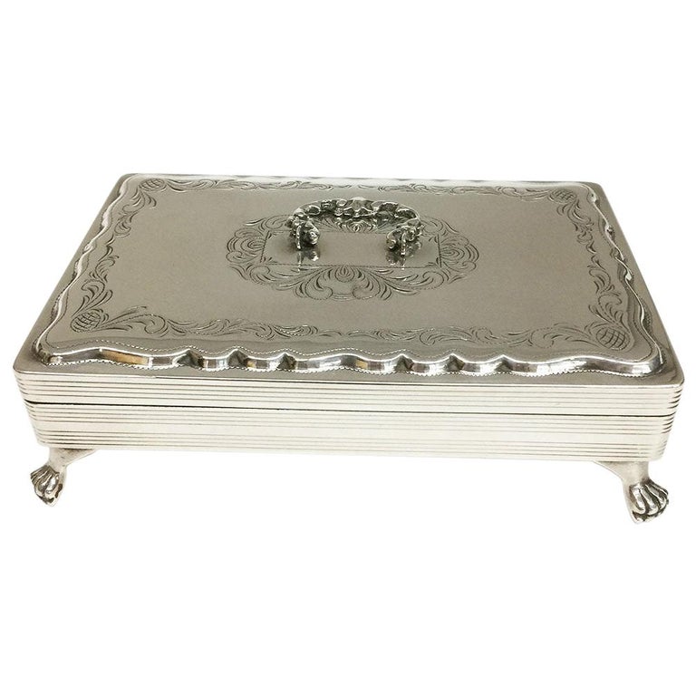 Dutch Silver Spoon Box in Biedermeier Style with Tea Spoons For Sale at ...