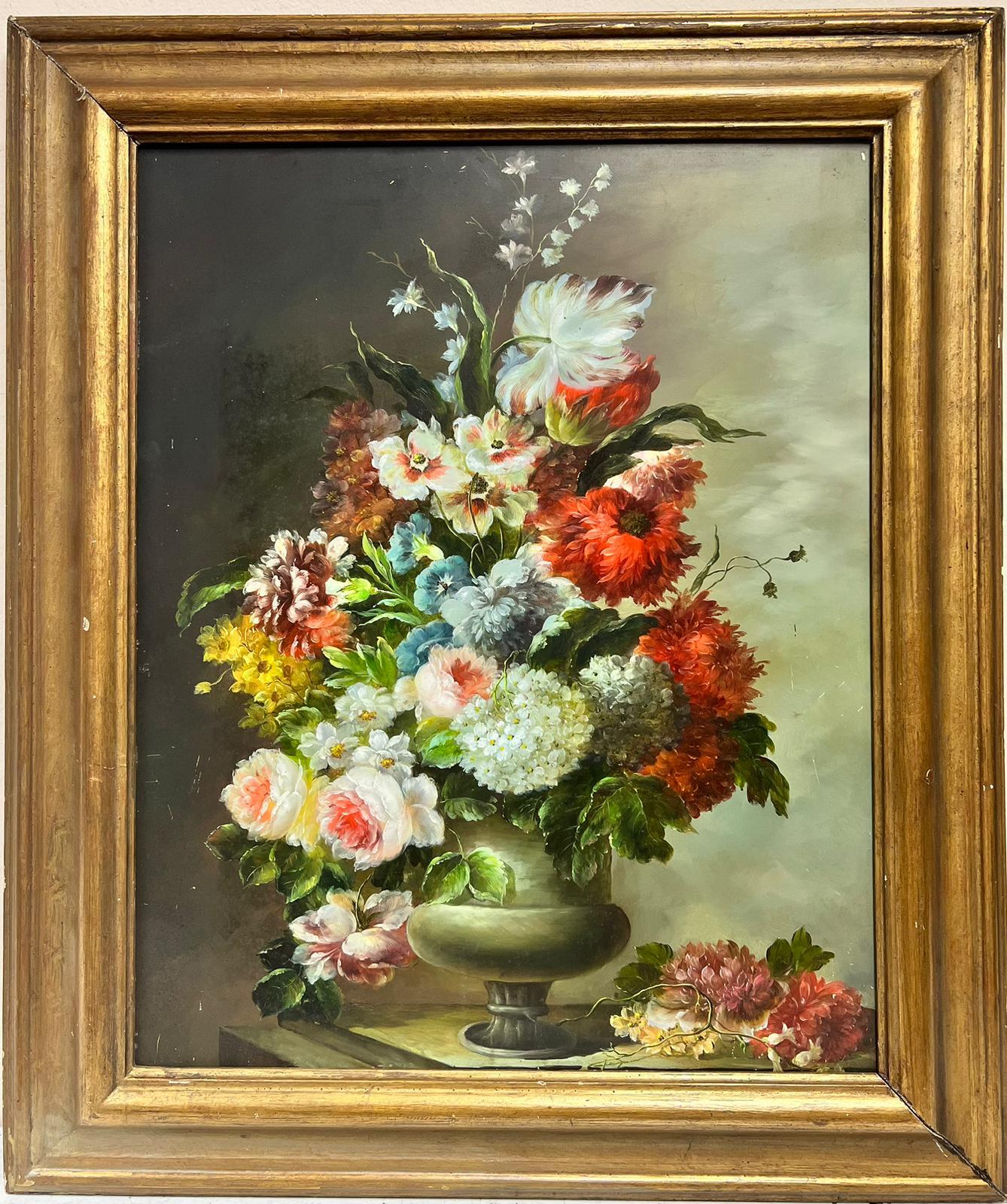Dutch Stil Life - Classical Flowers in Urn Fine Ornate Still Life Oil ...