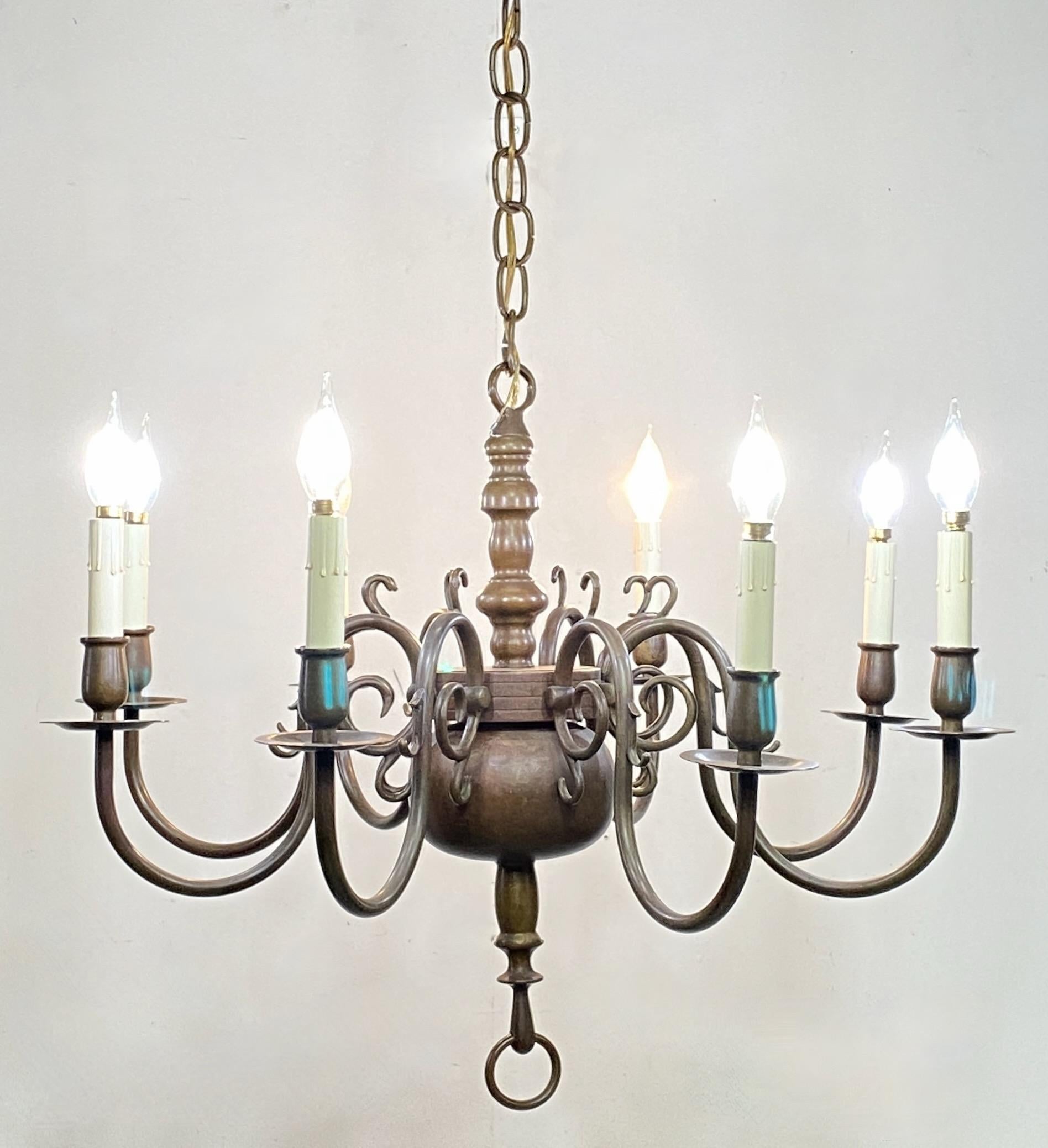 Dutch Style Bronze Ceiling Fixture Chandelier For Sale at 1stDibs