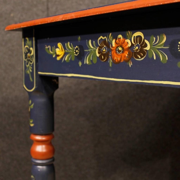 Dutch Table in Painted Wood with Floral Decorations from 20th Century ...