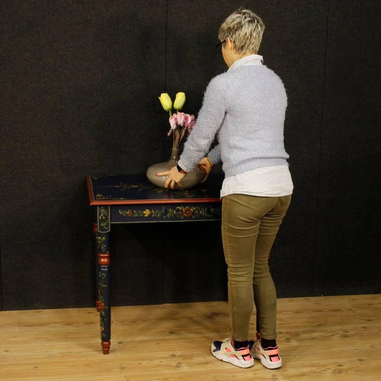 Dutch Table in Painted Wood with Floral Decorations from 20th Century ...