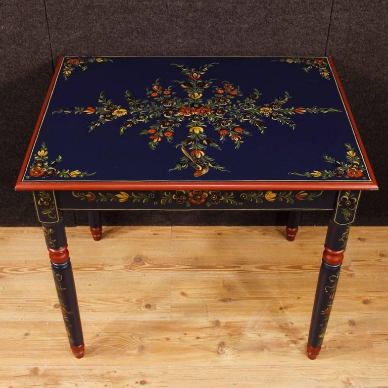Dutch Table in Painted Wood with Floral Decorations from 20th Century ...