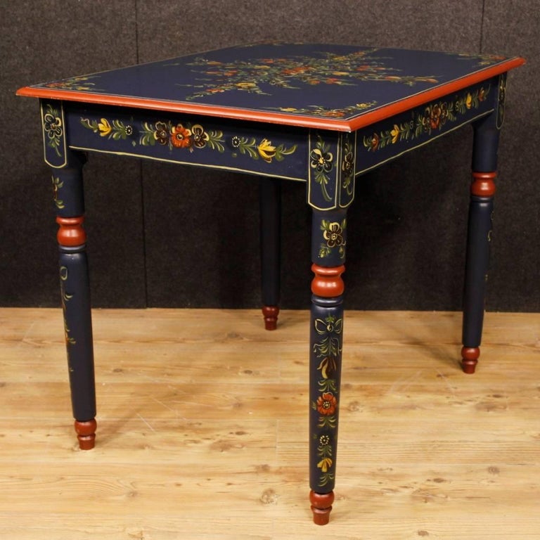 Dutch Table in Painted Wood with Floral Decorations from 20th Century ...