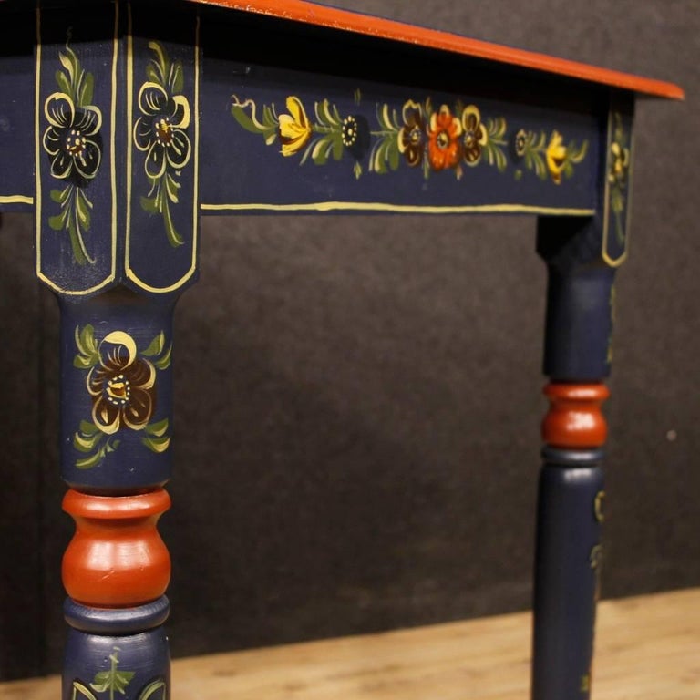 Dutch Table in Painted Wood with Floral Decorations from 20th Century ...