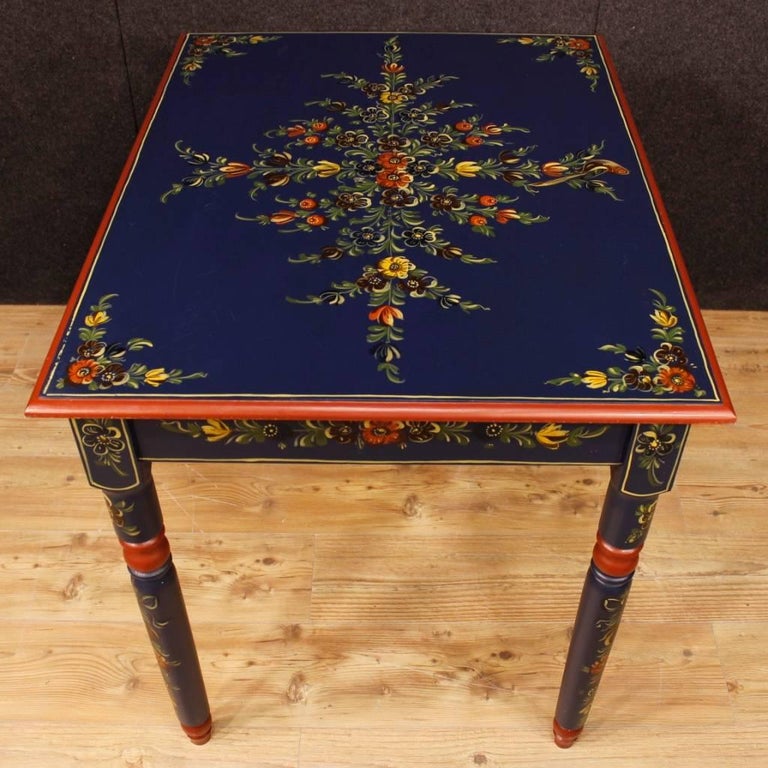 Dutch Table in Painted Wood with Floral Decorations from 20th Century ...