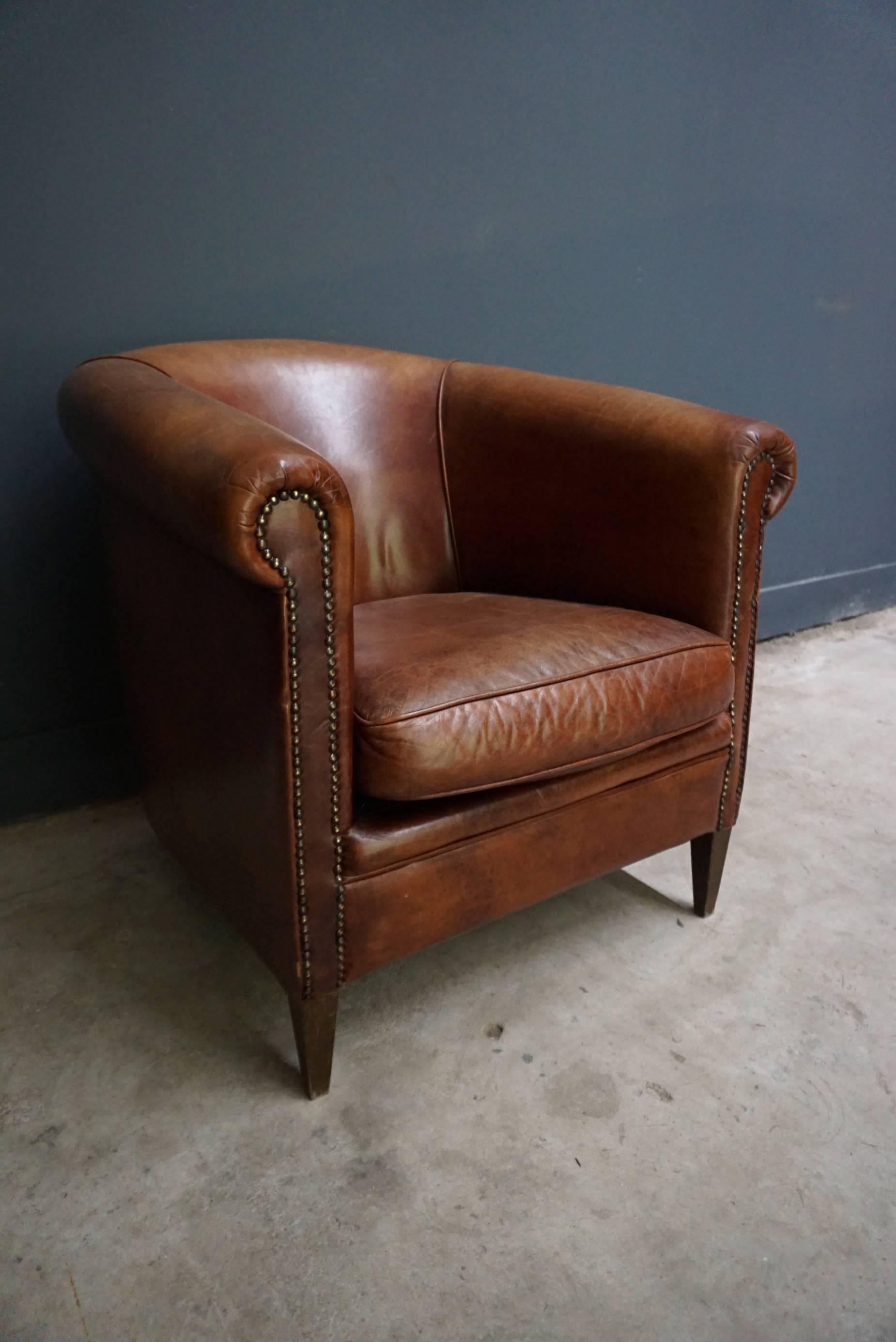 Dutch Vintage Cognac-Colored Leather Club Chair at 1stDibs | cognac ...