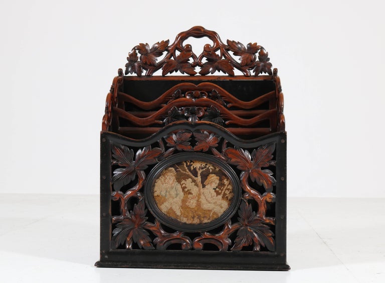 Dutch Walnut Black Lacquered Victorian Magazine Holder, 1870s For Sale ...