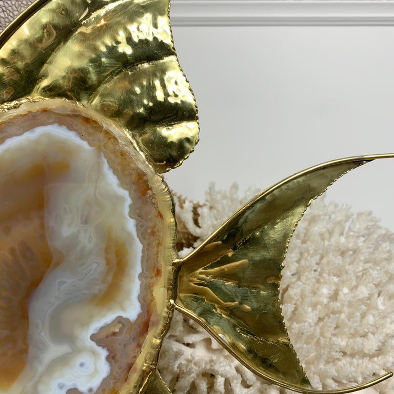 Duval Brasseur Large Agate Angel Fish Lamp For Sale at 1stDibs