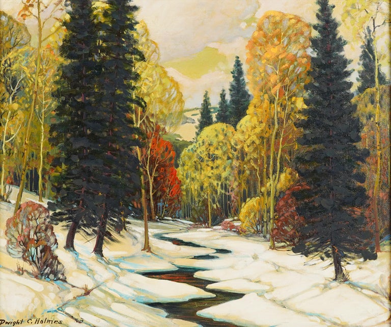 Dwight Holmes - Large Winter Impressionist New Mexican Snow Landscape ...