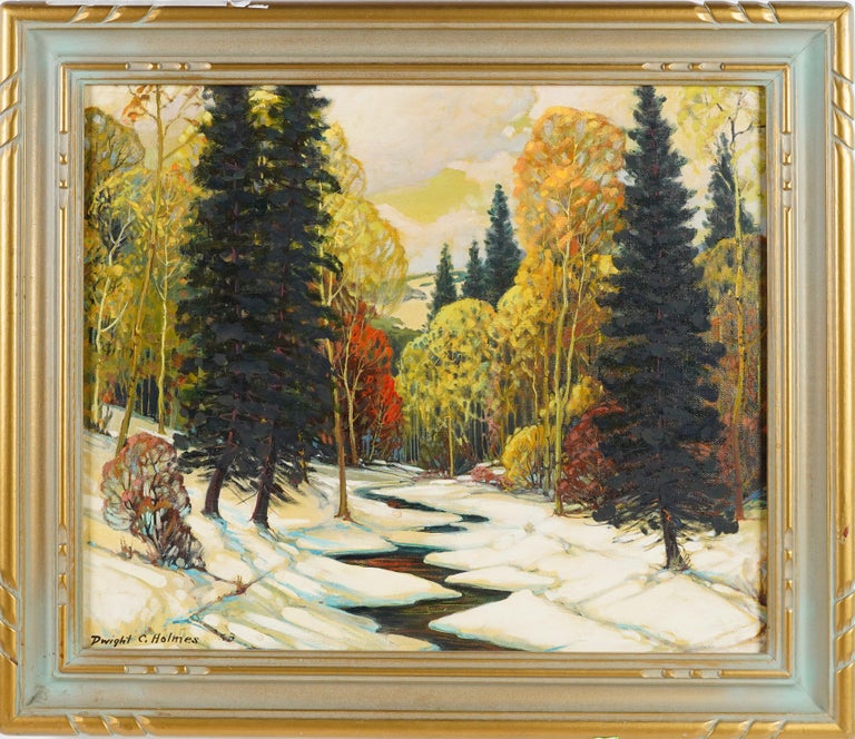 Dwight Holmes - Large Winter Impressionist New Mexican Snow Landscape ...