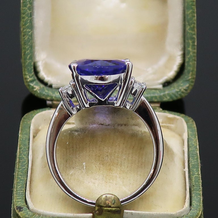 Dyach Oval Tanzanite and Diamond Three-Stone Ring 18 Karat White Gold ...