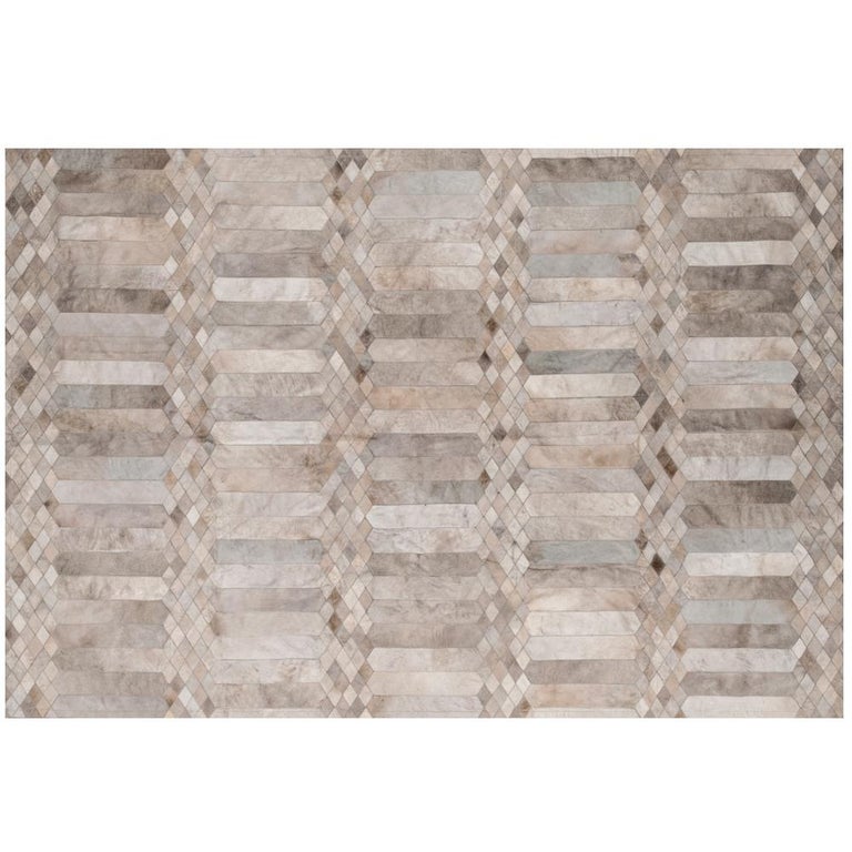 Dyed Gray Silver Art Deco Customizable Largo Cowhide Area Floor Rug ...