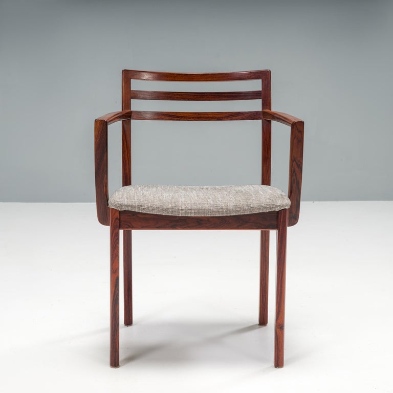 Danish Dyrlund Rosewood and Grey Upholstered Dining Chairs, Set of 6 ...