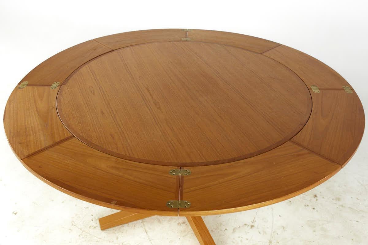 Dyrlund Lotus Mid Century Flip Flap Danish Modern Teak Dining Table For ...