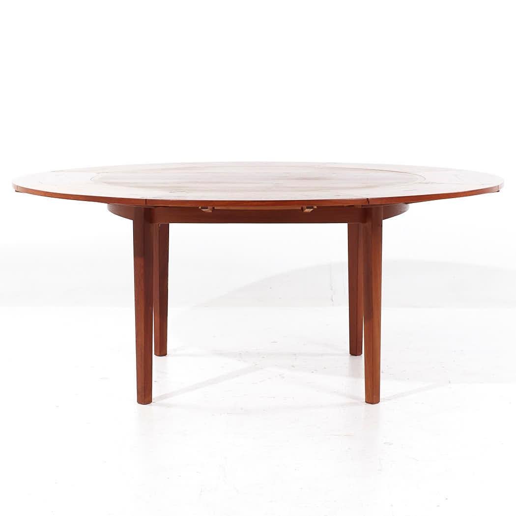 Dyrlund Mid Century Danish Teak Lotus Expanding Dining Table For Sale ...