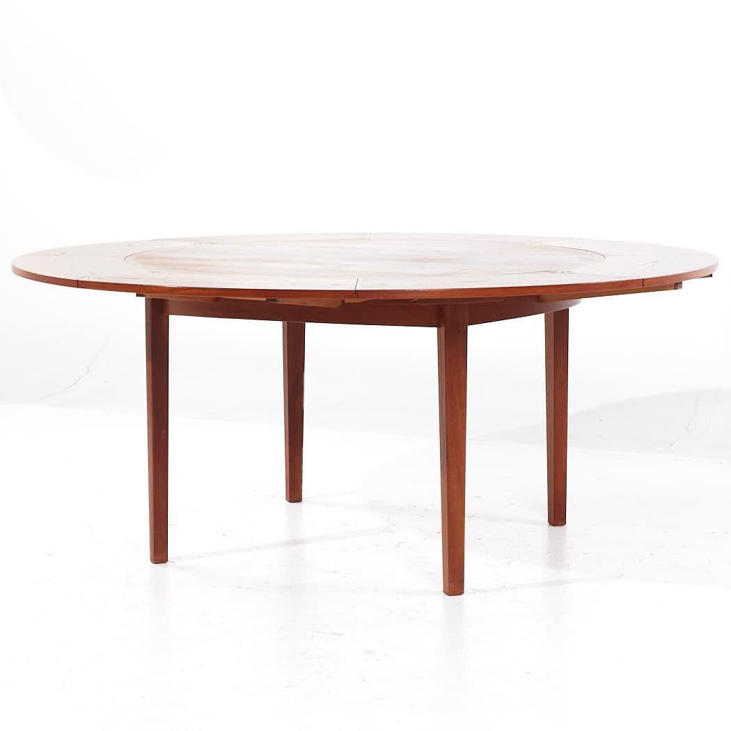 Dyrlund Mid Century Danish Teak Lotus Expanding Dining Table For Sale ...