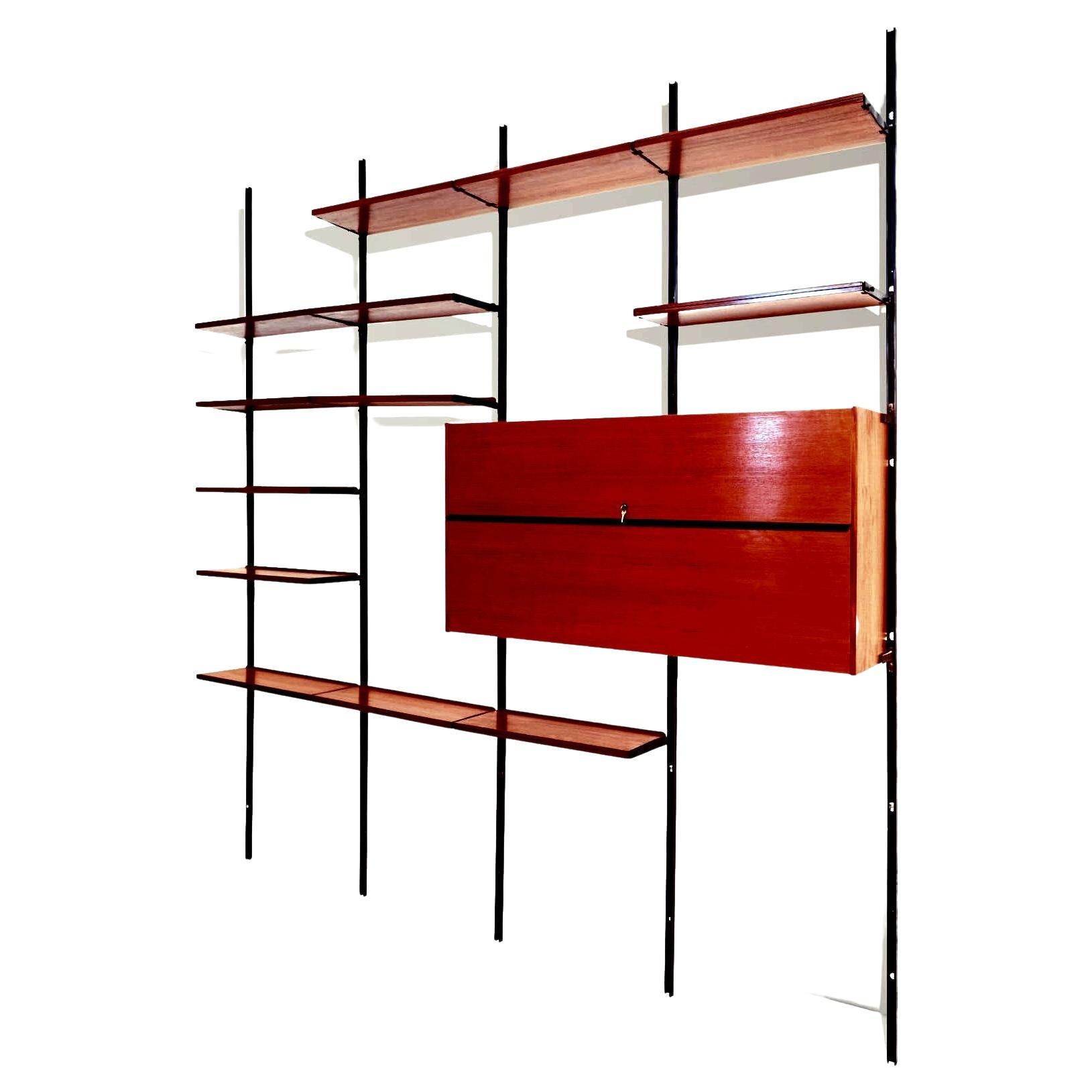 Teak Shelving System E22 by Osvaldo Borsani Tecno, Italy, 1960s at 1stDibs