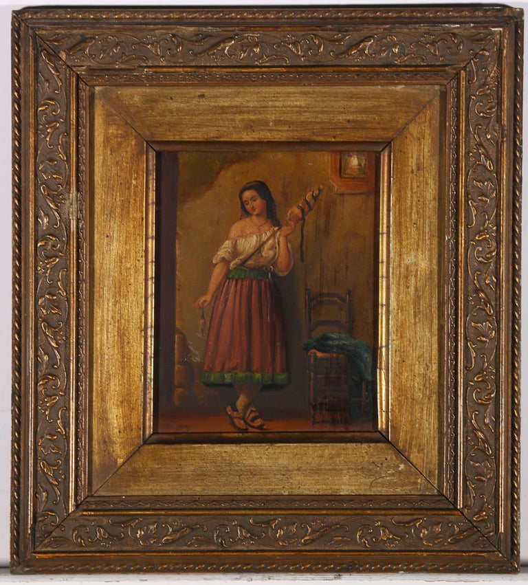E. B - E. B - Late 19th Century Oil, The Spinner For Sale at 1stDibs