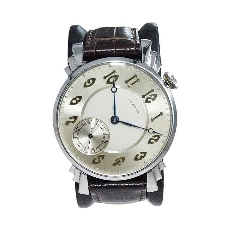E. Howard Steel Art Deco Dial Oversized Manual Winding Wristwatch ...