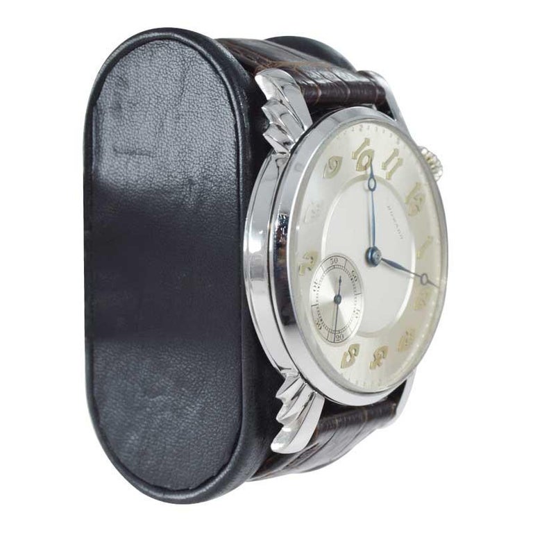 E. Howard Steel Art Deco Dial Oversized Manual Winding Wristwatch ...