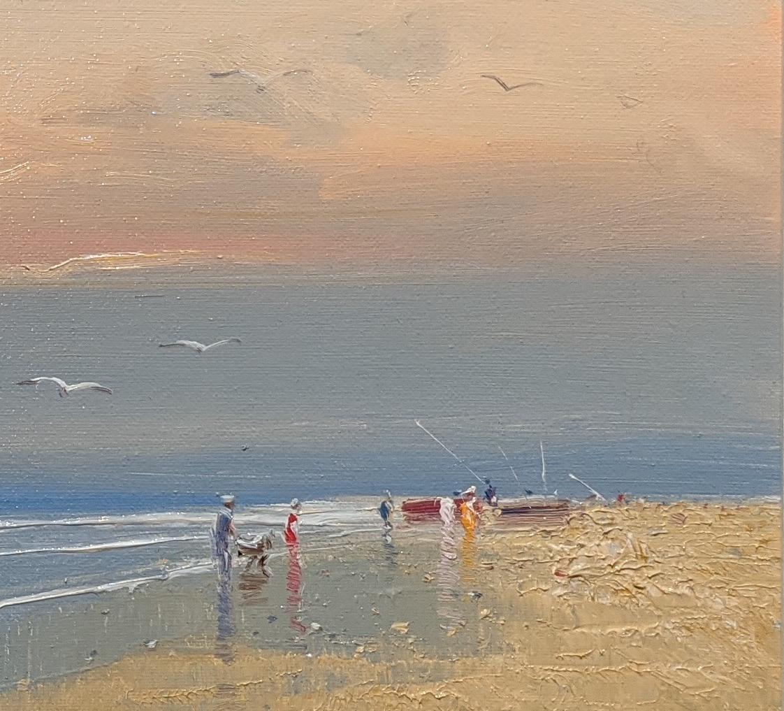E. Martinez - 'An Evening Stroll' Contemporary beach landscape painting ...