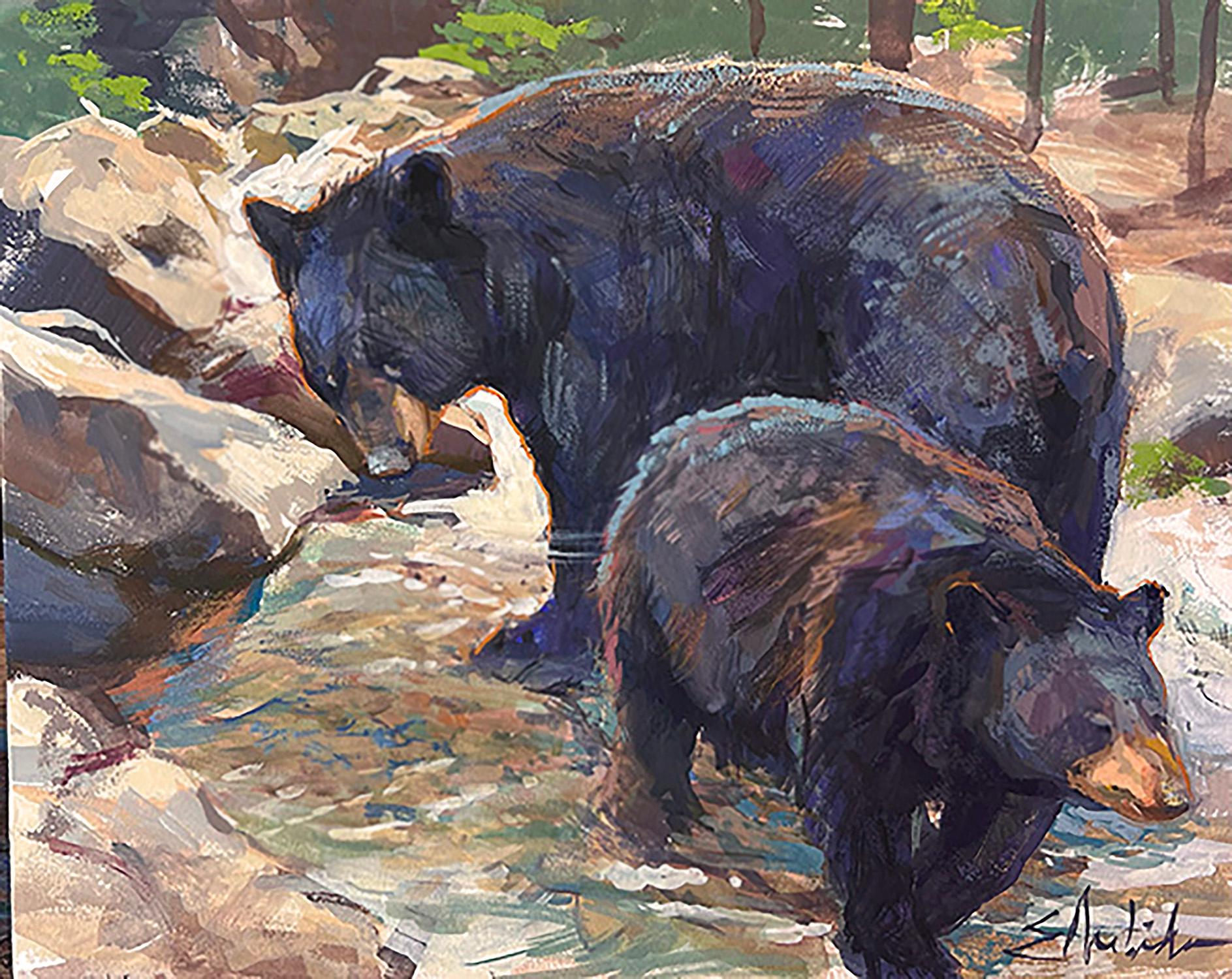 E. Melinda Morrison - Fishing for Breakfast 8" x 10" Gouache on ...