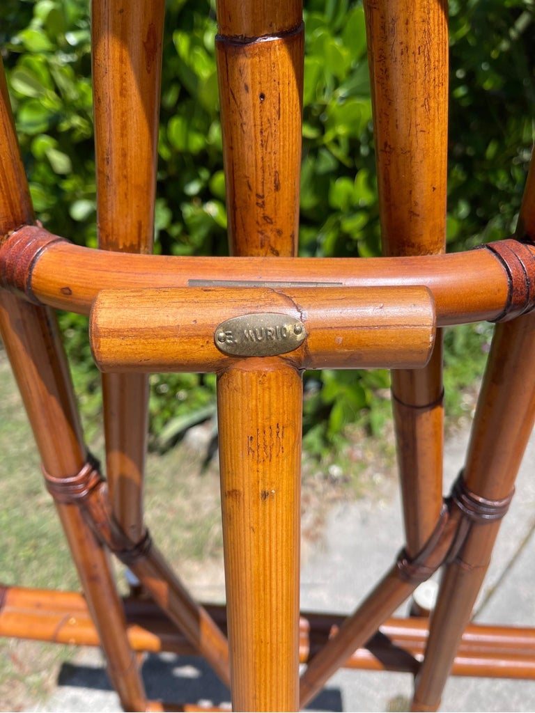 E. Murio Manila Rattan and Leather Folding Easel For Sale at 1stDibs